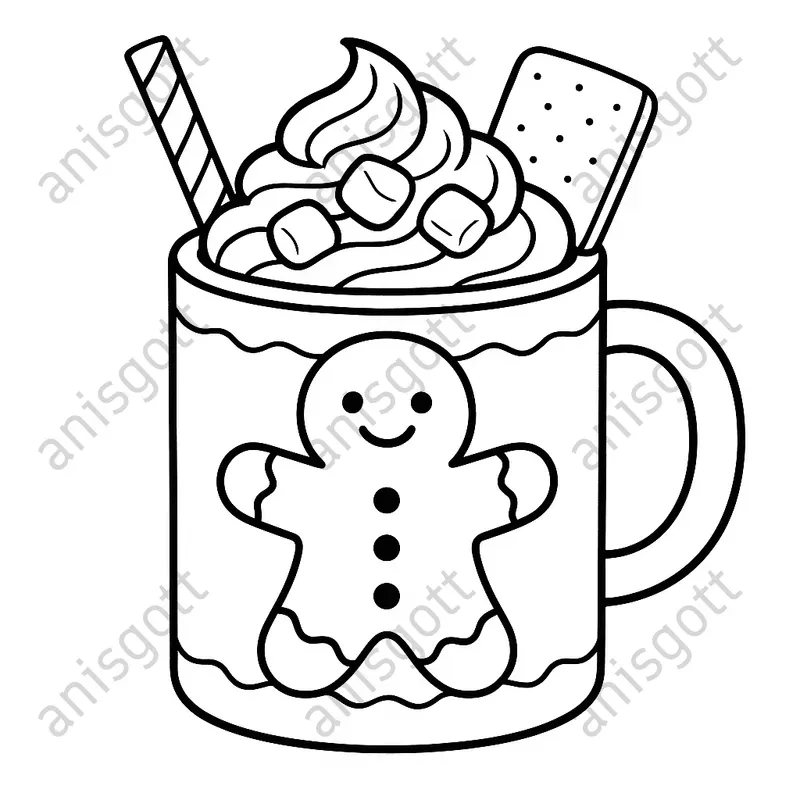 Christmas Mugs Coloring Pages For Kids ChatGPT Image Prompt | PromptBase