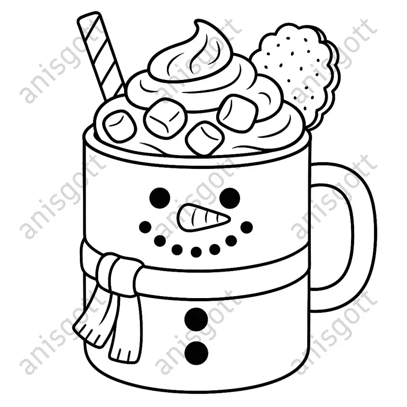 Christmas Mugs Coloring Pages For Kids ChatGPT Image Prompt | PromptBase
