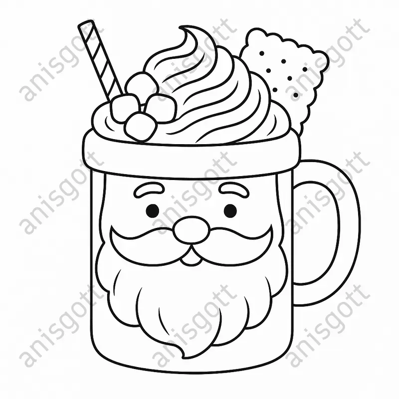 Christmas Mugs Coloring Pages For Kids ChatGPT Image Prompt | PromptBase