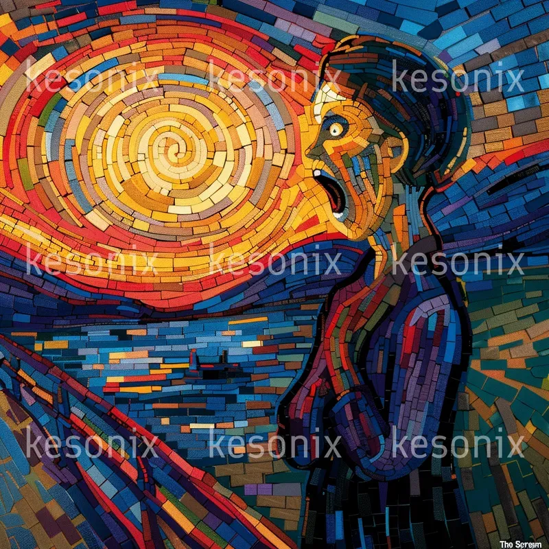 Pixel Art Mosaics Of Famous Paintings Midjourney Prompt | PromptBase