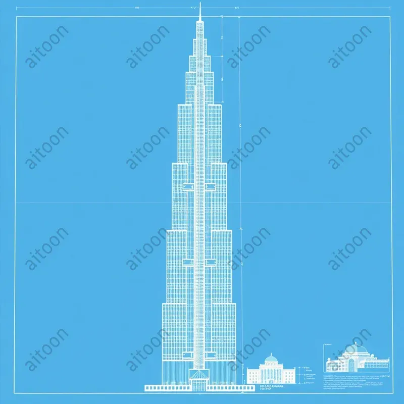 Blueprint Plans Of Iconic Buildings FLUX Prompt | PromptBase