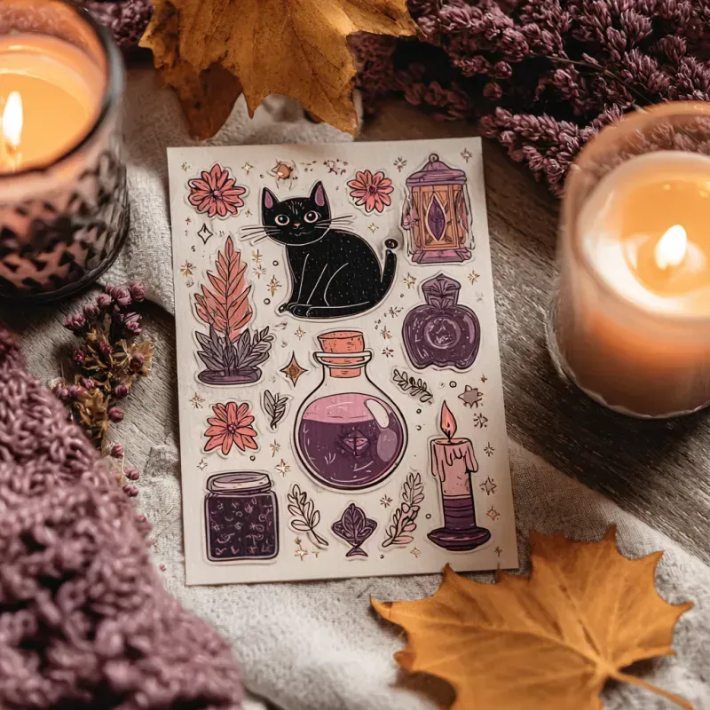Spooky Fall Cottagecore Sticker Sets Midjourney Prompt | PromptBase