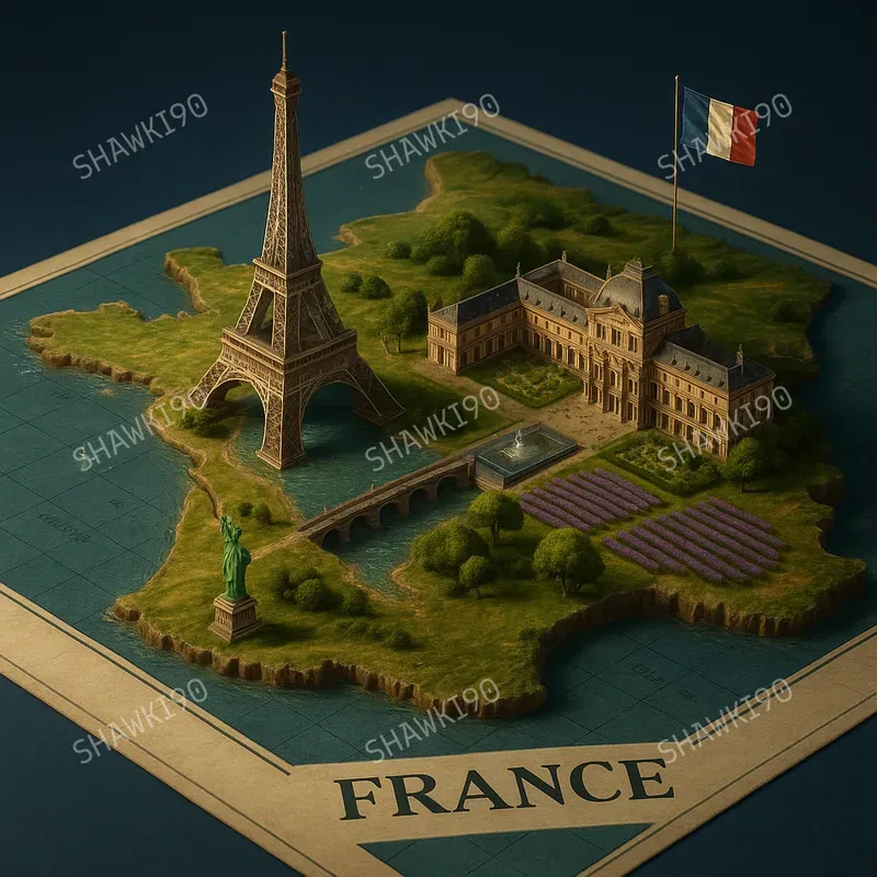 Hyperrealistic 3D Isometric Country Maps ChatGPT Image Prompt | PromptBase