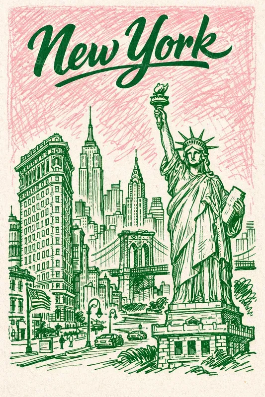 Vintage Sketch Style City Posters ChatGPT Image Prompt | PromptBase