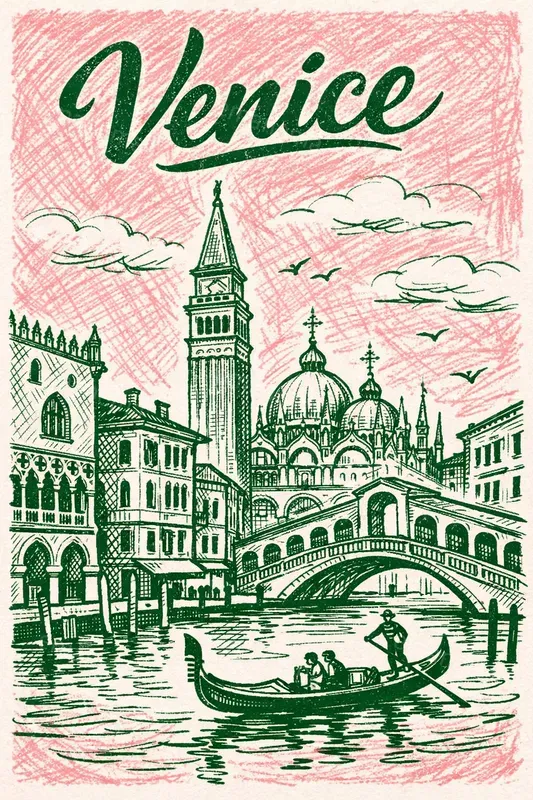 Vintage Sketch Style City Posters ChatGPT Image Prompt | PromptBase