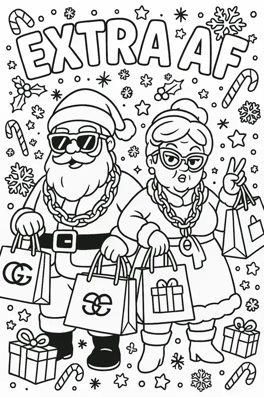 Funny Gen Z Christmas Coloring Pages ChatGPT Image Prompt | PromptBase