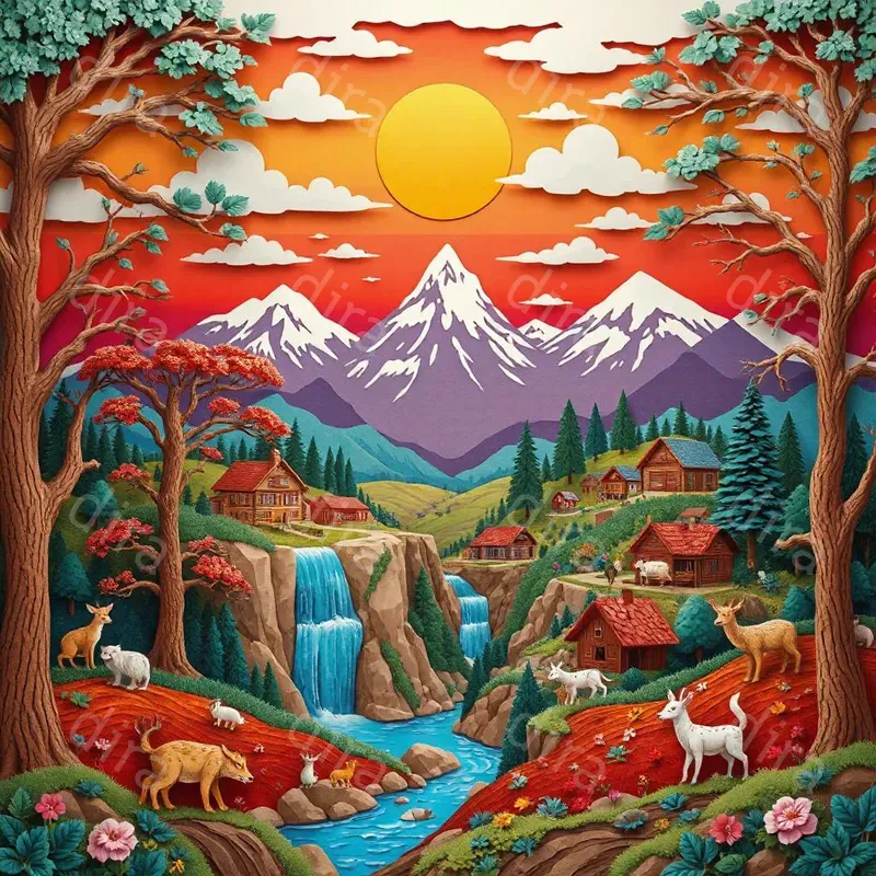 Papercut Designs With Crafted Elements FLUX Prompt | PromptBase