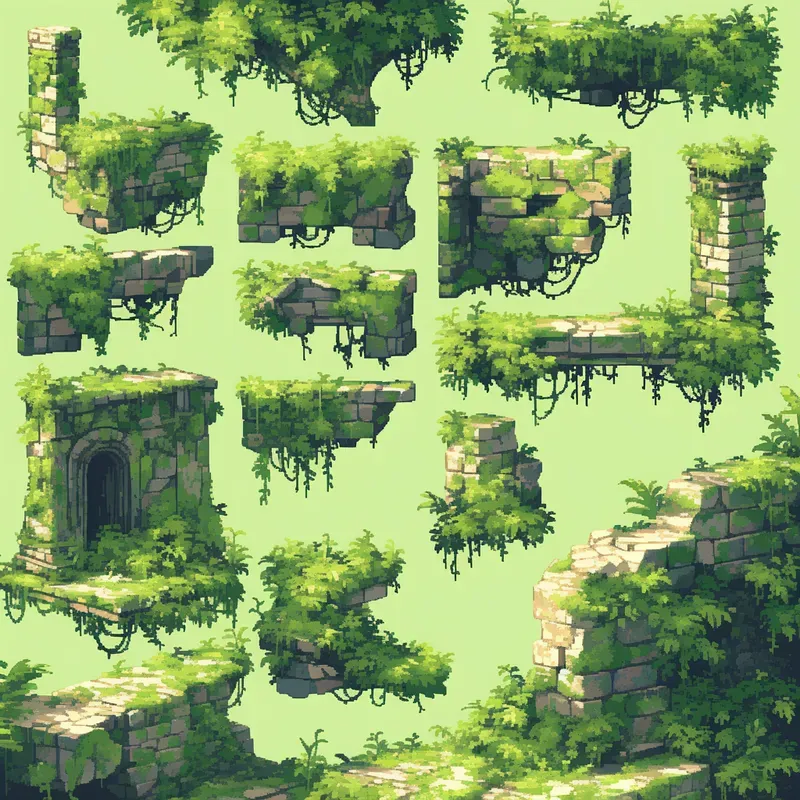 Retro Pixel Platformer Tileset Packs Midjourney Prompt | PromptBase