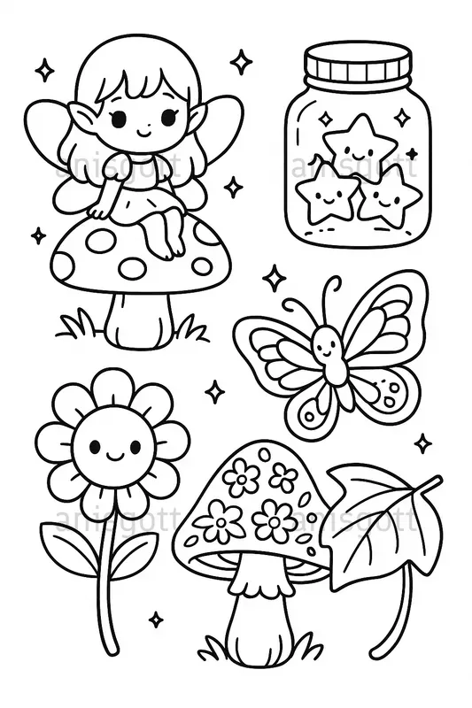 Bold And Easy Cute Coloring Pages Sets ChatGPT Image Prompt | PromptBase