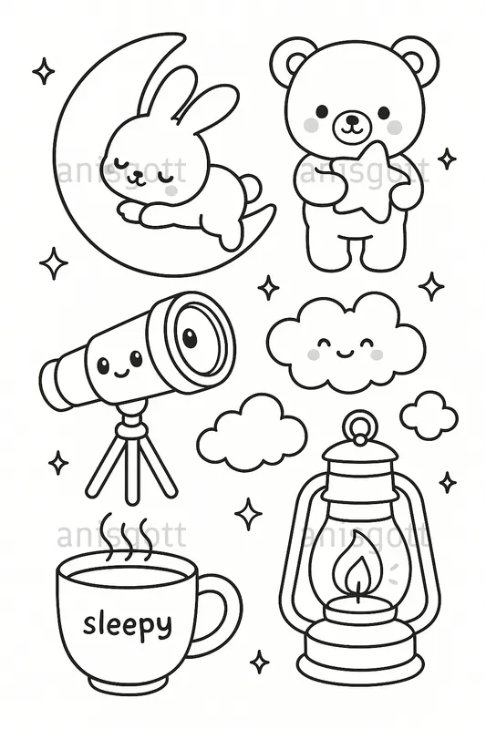 Bold And Easy Cute Coloring Pages Sets ChatGPT Image Prompt | PromptBase