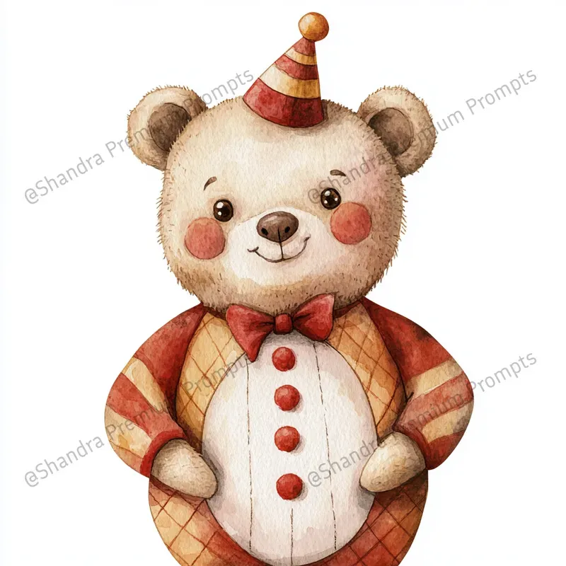Cute Circus Party Watercolor Cliparts Midjourney Prompt | PromptBase