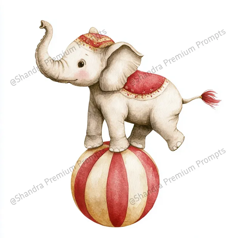 Cute Circus Party Watercolor Cliparts Midjourney Prompt | PromptBase