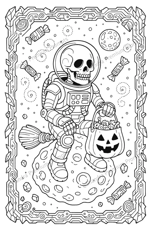 Science Fiction Halloween Coloring Books ChatGPT Image Prompt | PromptBase