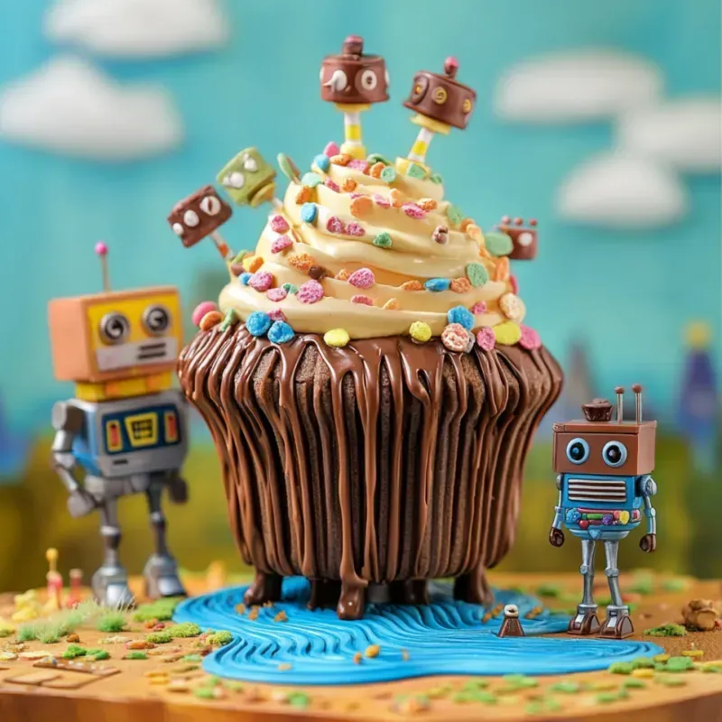 Tiny Workers Food Constructions Midjourney Prompt | PromptBase