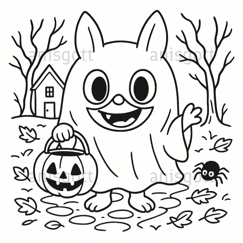Cute Halloween Labubu Coloring Pages ChatGPT Image Prompt | PromptBase