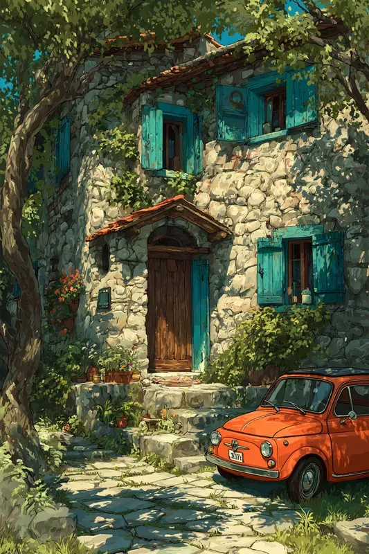 Scenes In Ghibli Style Illustrations Midjourney Prompt | PromptBase