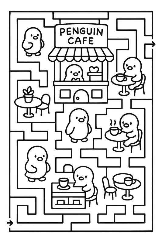 Pet Caf Maze Coloring Pages Labyrinths ChatGPT Image Prompt | PromptBase