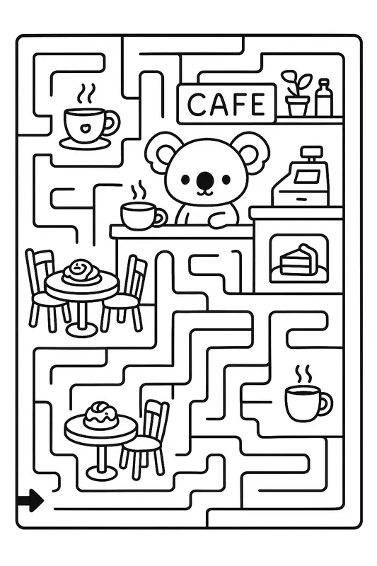 Pet Caf Maze Coloring Pages Labyrinths ChatGPT Image Prompt | PromptBase