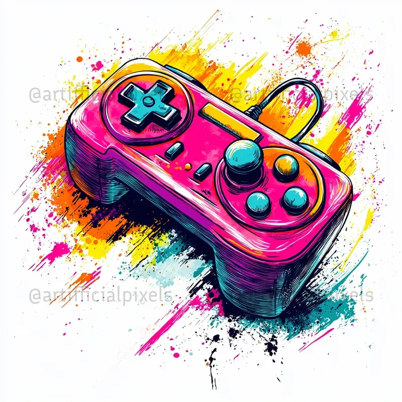 Retro Neon 90s Ink Splash Pop Icons Midjourney Prompt | PromptBase