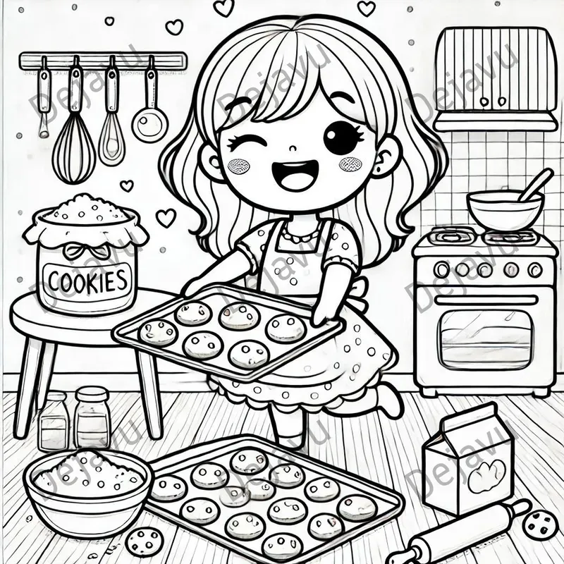 Girl Moments Coloring Book Pages DALL·E Prompt | PromptBase