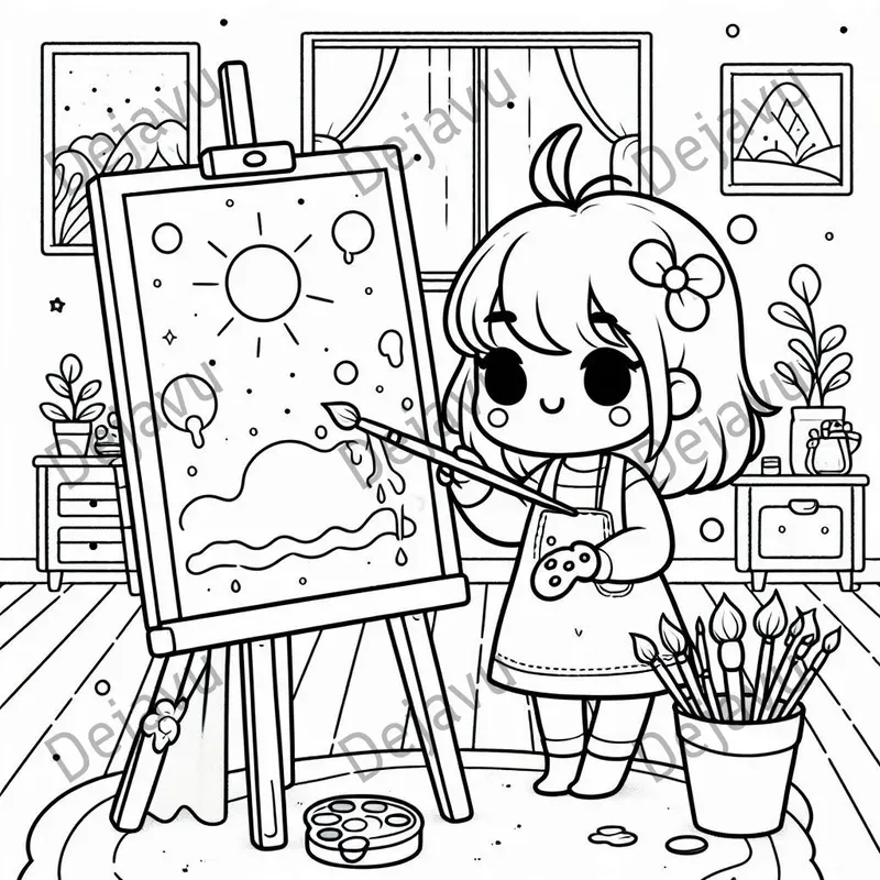 Girl Moments Coloring Book Pages DALL·E Prompt | PromptBase