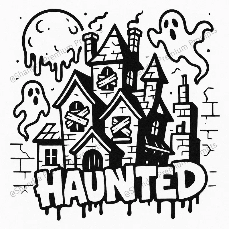 Urban Graffiti Halloween Coloring Pages ChatGPT Image Prompt | PromptBase