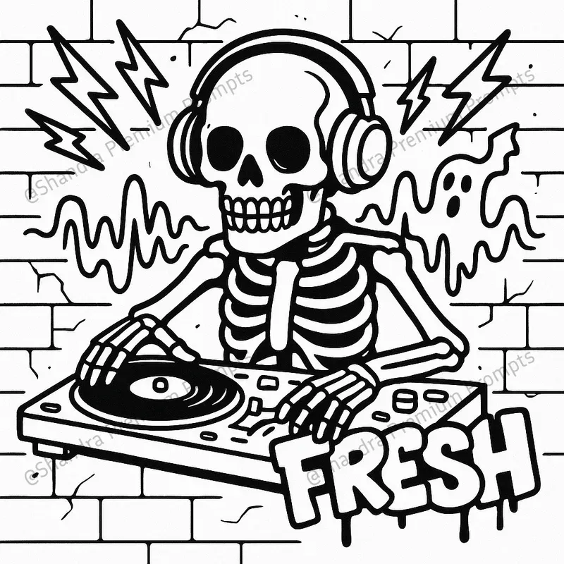Urban Graffiti Halloween Coloring Pages ChatGPT Image Prompt | PromptBase