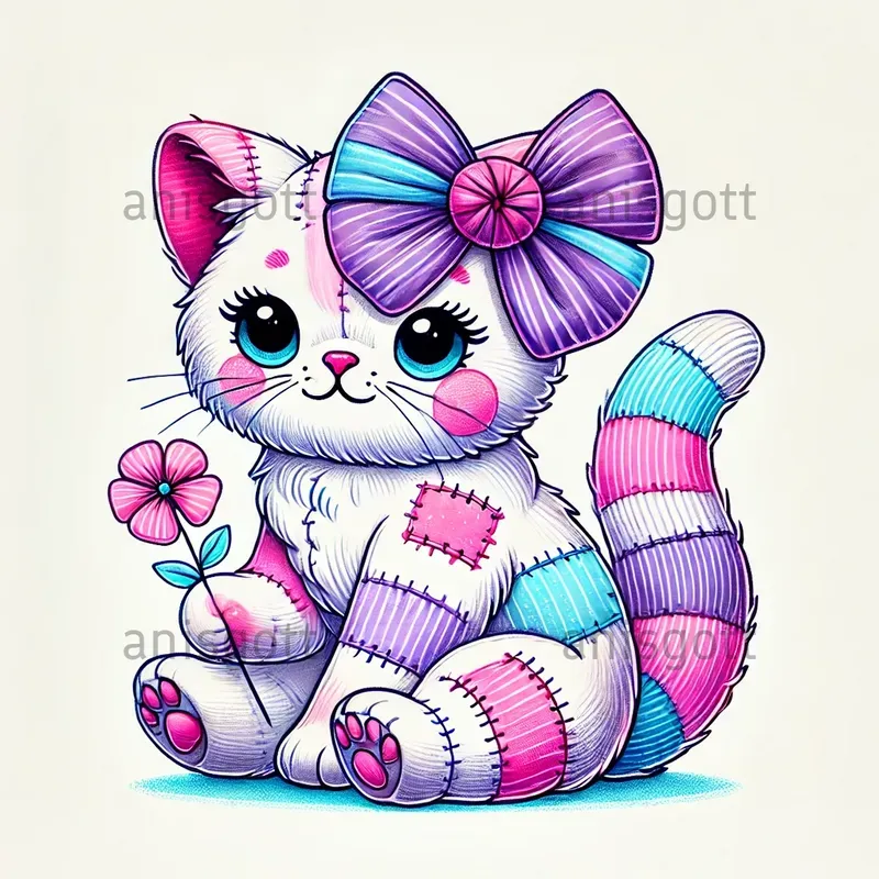 Valentine Patchwork Characters Clipart DALL·E Prompt | PromptBase