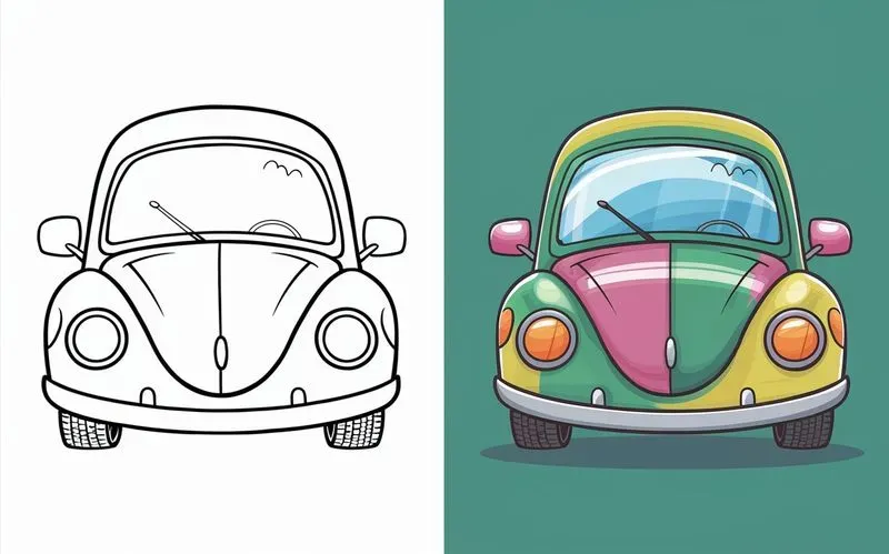 Children Coloring Pages With Bw Colors Ideogram Prompt | PromptBase