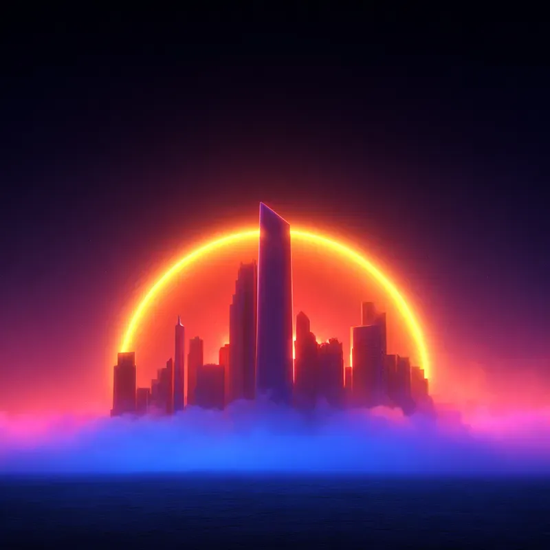 Sunrise Renders 3D Synthwave Glow Midjourney Prompt | PromptBase