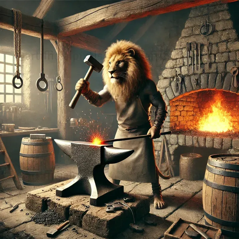 Medieval Blacksmith Animal Photos DALL·E Prompt | PromptBase