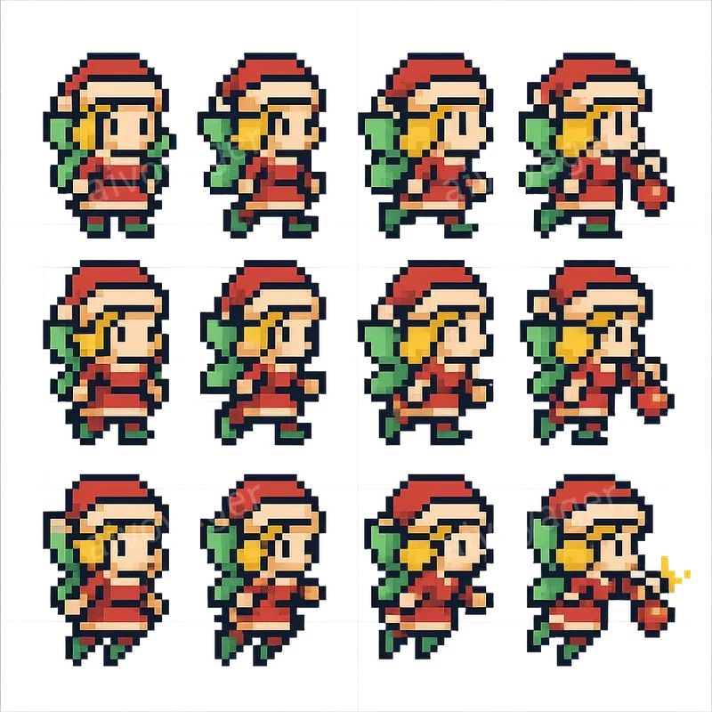 Christmas Pixel Sprite Sheet Makers ChatGPT Image Prompt | PromptBase