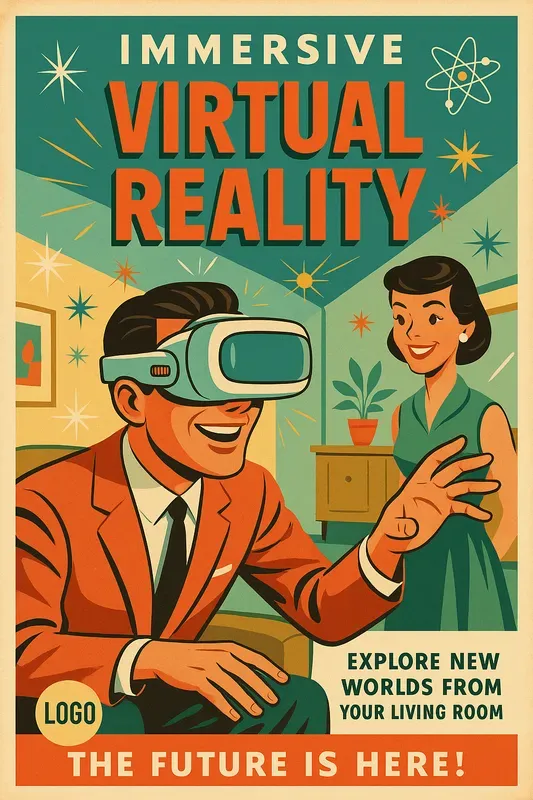 Retrofuturistic Tech Advertisements ChatGPT Image Prompt | PromptBase