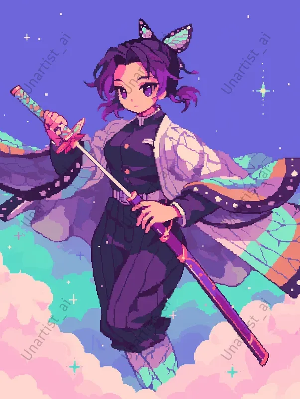 Cosmic Pixel Art Demon Slayers Midjourney Prompt | PromptBase