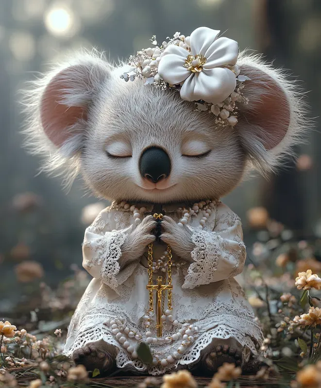 Cute Animals In Communion Dresses Midjourney Prompt | PromptBase