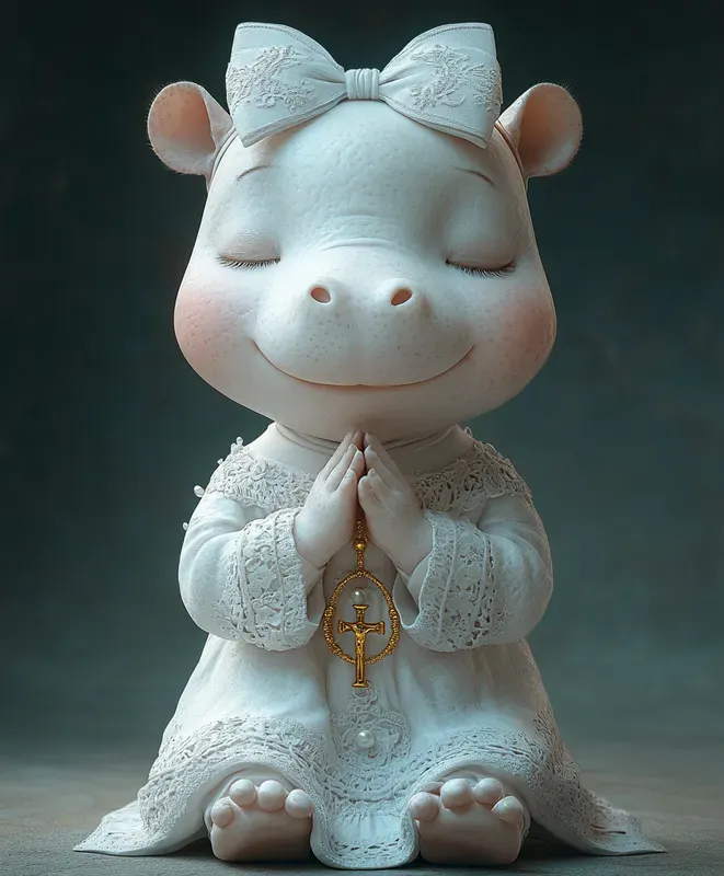 Cute Animals In Communion Dresses Midjourney Prompt | PromptBase