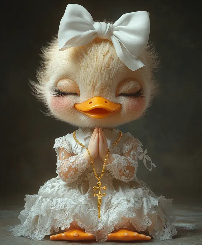 Cute Animals In Communion Dresses Midjourney Prompt | PromptBase