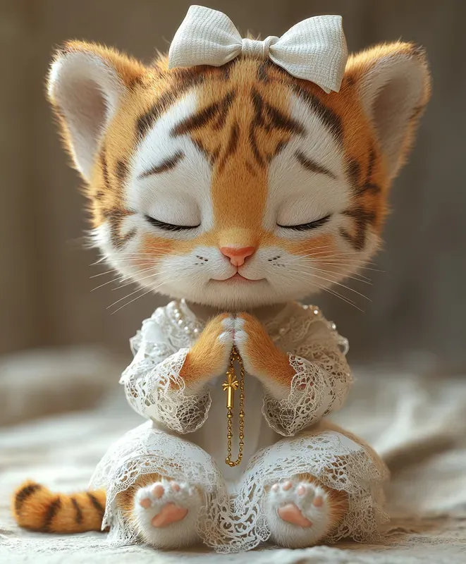 Cute Animals In Communion Dresses Midjourney Prompt | PromptBase