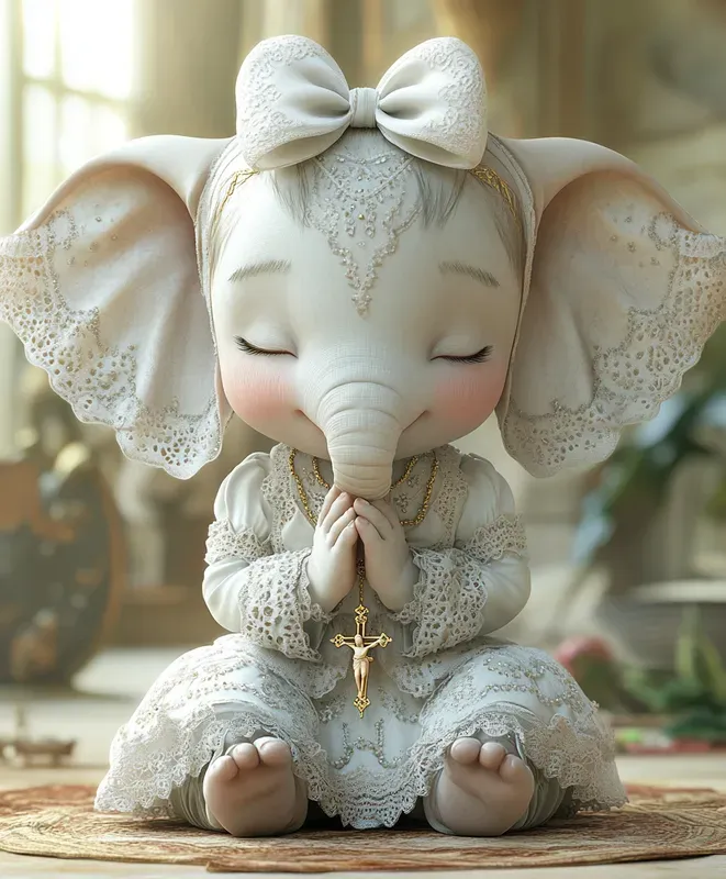 Cute Animals In Communion Dresses Midjourney Prompt | PromptBase