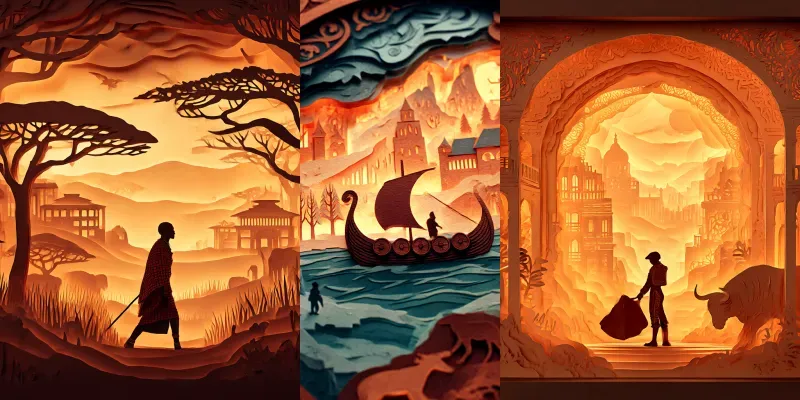 Papercut Worlds Of Light Generator App | PromptBase