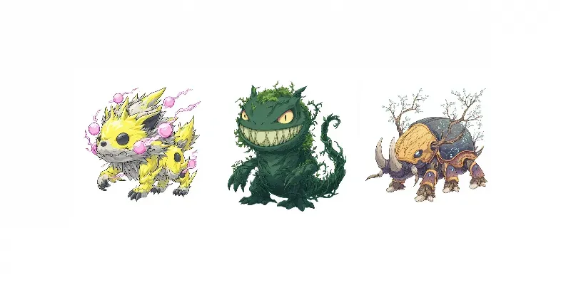 Fakemon Battle Creatures Pack Generator App | PromptBase
