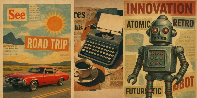 Retro Vintage Magazine Collage Art ChatGPT Image Prompt | PromptBase