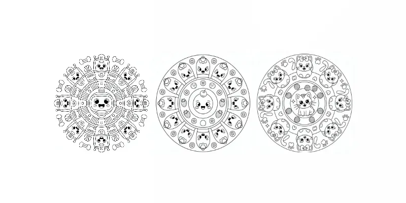 Kawaii Mandalas Coloring Books For Kids Generator App | PromptBase