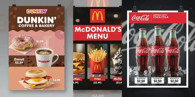 Realistic Brand Menu Poster Prompts Generator App | PromptBase