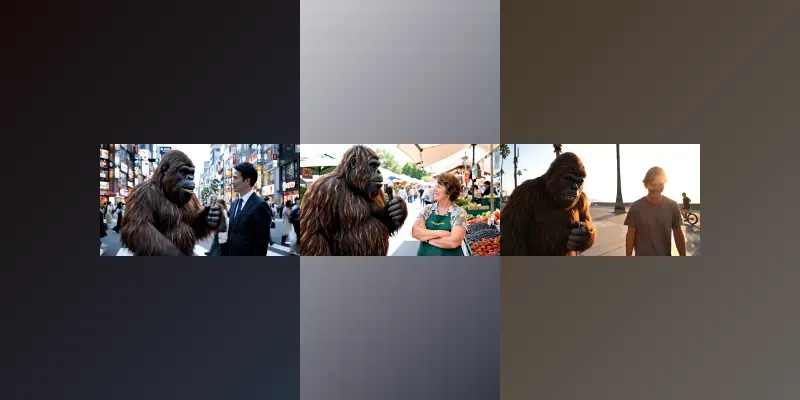 Bigfoot Funny Street Interview Scenes Veo Prompt | PromptBase