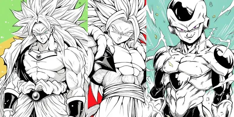 Illustration Coloring Dbz Simple Lines Generator App | PromptBase