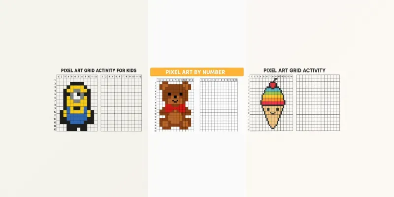 Pixel Art Grid Activities For Kids ChatGPT Image Prompt | PromptBase
