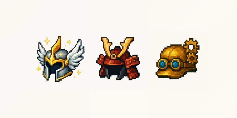 Pixel Art Rpg Character Hats Generator App | PromptBase