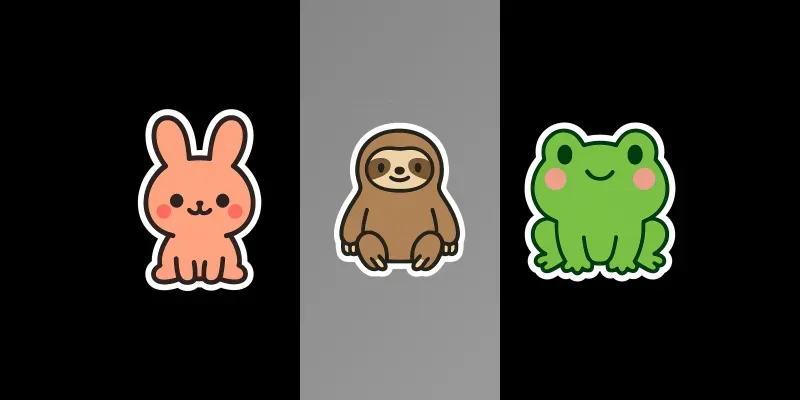 Flat 2d Cute Animal Sticker Generator App | PromptBase