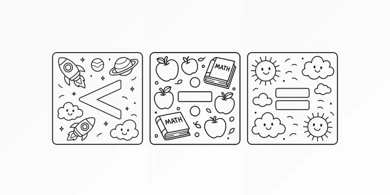 Educational Math Symbols Coloring Pages Generator App | PromptBase